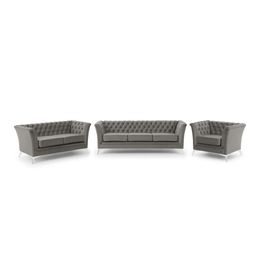 S-STYLE Chesterfield Polstergarnitur 3+2+1 Wilhelm grau Ma&szlig;e (cm): B: 237 H: 78 Sofas > Sofas nach Material > Stoffsofas &raquo; Sofa DE