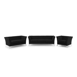 S-STYLE Chesterfield Polstergarnitur 3+2+1 Wilhelm schwarz Ma&szlig;e (cm): B: 237 H: 78 Sofas > Sofas nach Material > Stoffsofas &raquo; Sofa DE