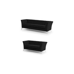 S-STYLE Chesterfield Polstergarnitur 3+2 Wilhelm schwarz Ma&szlig;e (cm): B: 237 H: 78 Sofas > Sofas nach Material > Stoffsofas &raquo; Sofa DE