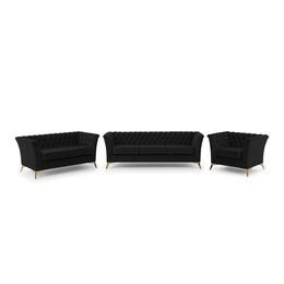 S-STYLE Chesterfield Polstergarnitur 3+2+1 Wilhelm schwarz Ma&szlig;e (cm): B: 237 H: 78 Sofas > Sofas nach Material > Stoffsofas &raquo; Sofa DE