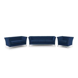 S-STYLE Chesterfield Polstergarnitur 3+2+1 Wilhelm blau Ma&szlig;e (cm): B: 237 H: 78 Sofas > Sofas nach Material > Stoffsofas &raquo; Sofa DE