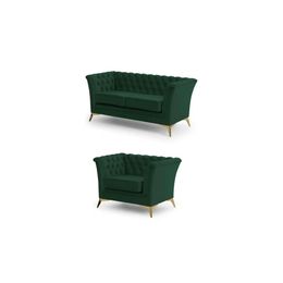 S-STYLE Chesterfield Polstergarnitur 2+1 Wilhelm gr&uuml;n Ma&szlig;e (cm): B: 175 H: 78 &raquo; M&ouml;bel Kraft