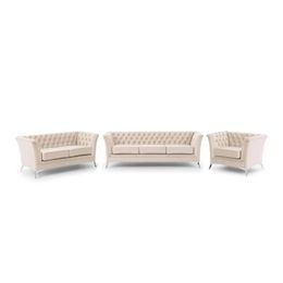 S-STYLE Chesterfield Polstergarnitur 3+2+1 Wilhelm beige Ma&szlig;e (cm): B: 237 H: 78 Sofas > Sofas nach Material > Stoffsofas &raquo; Sofa DE