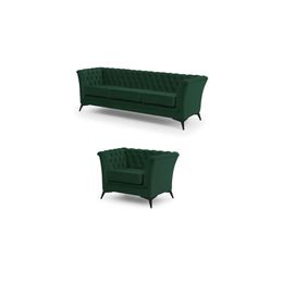 S-STYLE Chesterfield Polstergarnitur 3+1 Wilhelm gr&uuml;n Ma&szlig;e (cm): B: 237 H: 78 &raquo; M&ouml;bel Kraft