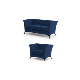 S-STYLE Chesterfield Polstergarnitur 2+1 Wilhelm blau Ma&szlig;e (cm): B: 175 H: 78 &raquo; M&ouml;bel Kraft