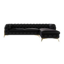 S-STYLE Chesterfield Ecksofa Natalie schwarz Ma&szlig;e (cm): B: 305 H: 75 &raquo; M&ouml;bel Kraft