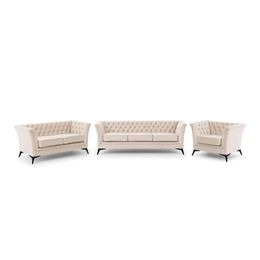 S-STYLE Chesterfield Polstergarnitur 3+2+1 Wilhelm beige Ma&szlig;e (cm): B: 237 H: 78 &raquo; M&ouml;bel Kraft