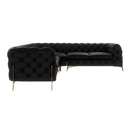 S-STYLE Chesterfield Ecksofa Natalie schwarz Ma&szlig;e (cm): B: 264 H: 75 &raquo; M&ouml;bel Kraft