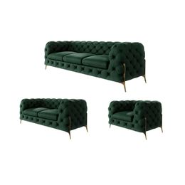 S-STYLE Chesterfield Polstergarnitur 3+2+1 Natalie gr&uuml;n Ma&szlig;e (cm): B: 243 H: 75 &raquo; M&ouml;bel Kraft