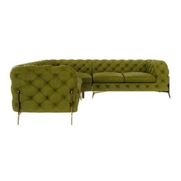 S-STYLE Chesterfield Ecksofa Natalie gr&uuml;n Ma&szlig;e (cm): B: 264 H: 75 &raquo; M&ouml;bel Kraft