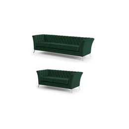 S-STYLE Chesterfield Polstergarnitur 3+2 Wilhelm gr&uuml;n Ma&szlig;e (cm): B: 237 H: 78 &raquo; M&ouml;bel Kraft