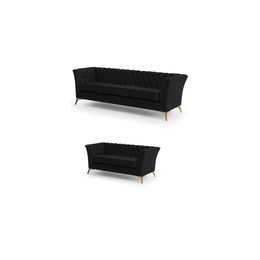 S-STYLE Chesterfield Polstergarnitur 3+2 Wilhelm schwarz Ma&szlig;e (cm): B: 237 H: 78 &raquo; M&ouml;bel Kraft