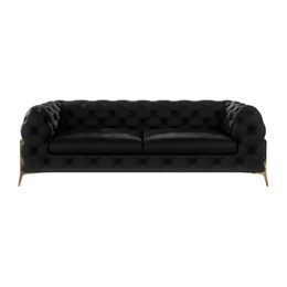 S-STYLE Chesterfield Einzelsofa Natalie schwarz Ma&szlig;e (cm): B: 225 H: 75 &raquo; M&ouml;bel Kraft