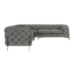 S-STYLE Chesterfield Ecksofa Natalie grau Ma&szlig;e (cm): B: 264 H: 75 &raquo; M&ouml;bel Kraft