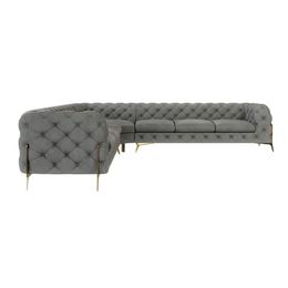 Möbel Kraft Chesterfield Ecksofa Natalie grau Maße (cm): B: 323 H: 75 » Möbel Kraft