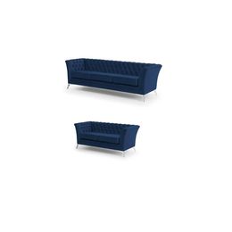 S-STYLE Chesterfield Polstergarnitur 3+2 Wilhelm blau Ma&szlig;e (cm): B: 237 H: 78 &raquo; M&ouml;bel Kraft