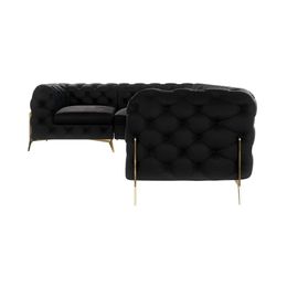 S-STYLE Chesterfield Ecksofa Natalie schwarz Ma&szlig;e (cm): B: 264 H: 75 &raquo; M&ouml;bel Kraft