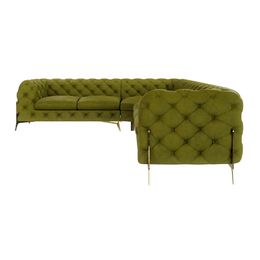 S-STYLE Chesterfield Ecksofa Natalie gr&uuml;n Ma&szlig;e (cm): B: 323 H: 75 &raquo; M&ouml;bel Kraft