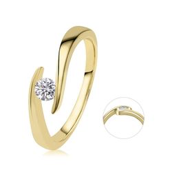ONE ELEMENT Ring 'Spannfassung' Damen Gr&ouml;&szlig;e 52 gold / transparent