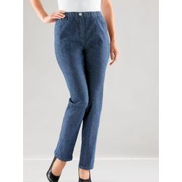 Schlupfjeans Classic Basics, Damen, Gr. 46, Normalgrößen, blau (dunkelblau), 98% Baumwolle, 2% Elasthan, unifarben, lang, Jeans