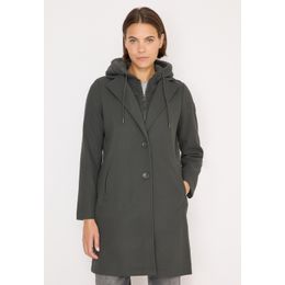 Fellimitatmantel Cecil, Damen, Gr. XL (44), pastel olive, Stoff, Obermaterial: 100% Polyester; Futter: 100% Polyester; Inlay: 100% Polyester, unifarben, normal ca. Mitte Oberschenkel, V-Ausschnitt, abgesteppt, M&auml;ntel, mit Taschen-Detail