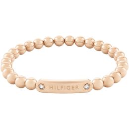Armband Tommy Hilfiger "METAL BEADS", rosa (roségoldfarben, weiß, weiß), Armbänder, Damen, 16,5cm, Edelstahl, Armband, mit Preciosa Crystal