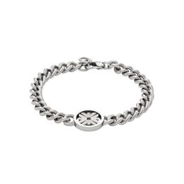 Edelstahlarmband Emporio Armani "Schmuck Geschenk Edelstahl Armschmuck KREIS RUND LOGO", silber (edelstahlfarben), Armbänder, Damen, 21,5cm, Edelstahl
