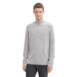 Troyer Tom Tailor, Herren, Gr. XL, grau (light stone grau melange), Strick, Obermaterial: 100% Baumwolle, unifarben, regular fit hüftbedeckend, Rundhals, Pullover, in Feinstrick-Optik