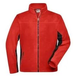 James Nicholson Herren Arbeits Fleecejacke JN842, rot/schwarz, Gr&ouml;&szlig;e 4XL - rot/schwarz - 4XL
