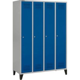 Sch&auml;fer Shop Sch&auml;fer Shop Genius Kleiderspind mit F&uuml;&szlig;en, 4 Abteile, Zylinderschloss, wei&szlig;aluminium/enzianblau