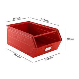 Sch&auml;fer Shop Sch&auml;fer Shop Select Sichtlagerkasten, mit Tragestab, L 524 x B 307 x H 201 mm, 26 l, 120 kg, Stahl, RAL 3000 (feuerrot)