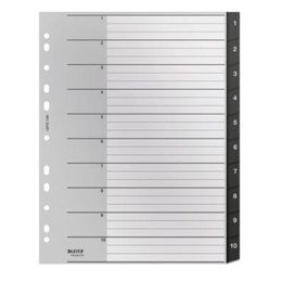 Leitz&reg; Registermappe Recycle, A4, beschreibbar, Universalllochung, zu 100 % recycelbar, Kunststoff, schwarz, Taben 1-10