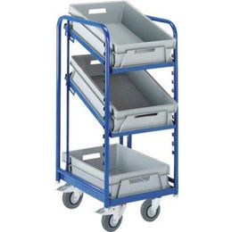 ROLLCART Eurokastenwagen mit offenem Rahmen und 3 K&auml;sten, 410 x 620 mm