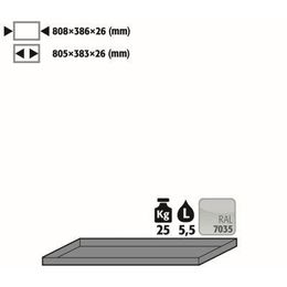 Wannenboden Standard f&uuml;r ASECOS Chemikalienschr&auml;nke, Stahlblech, lichtgrau, B 808 x T 386 x H 50 mm, 8,5 l, bis 25 kg