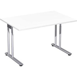 Schreibtisch PALENQUE, C-Fu&szlig;, Rechteck, B 1200 x T 800 x H 680-820 mm, wei&szlig;