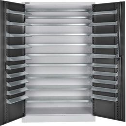 Sch&auml;fer Shop Sch&auml;fer Shop Select Magazinschrank, 10 Fachb&ouml;den, ohne Ausstattung, B 1200 x T 500 x H 1935 mm, Stahl, wei&szlig;aluminium/anthrazitgrau