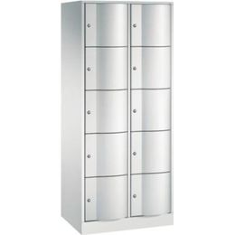C+P Schlie&szlig;fachschrank Resisto, 2 Abteile, 10 F&auml;cher, B 772 x T 540 x H 1950 mm, Lichtgrau/Lichtgrau