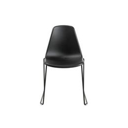 Schalenstuhl Topstar T2020, Kufengestell, ergonomische Sitzschale, stapelbar bis 4 St&uuml;ck, Sitzh&ouml;he 450 mm, 2er-Set, ohne Armlehnen, schwarz/schwarz