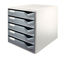 Leitz&reg; Schubladenbox, 5 Sch&uuml;be, DIN A4, Polystyrol, lichtgrau/grau