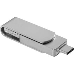 USB-Stick 3.0 4-in-1 OTG, USB-Typ-B, USB-Typ-C, Micro-USB und Lightning, Aluminium, silber, 64 GB