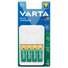Akkuladeger&auml;t f&uuml;r Batterien Varta, f&uuml;r 2x o. 4x AA/AAA, inkl. 4 AA Batterien, Ladezeit 4,5 h, EU-Stecker, 100-240 V, B 74 x T 66 x H 116 mm, wei&szlig;