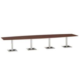 Konferenztisch, bis 14 Personen, Boot, Standfu&szlig;, B 4500 x T 1200 x H 720-820 mm, Ahornbrazil/silber