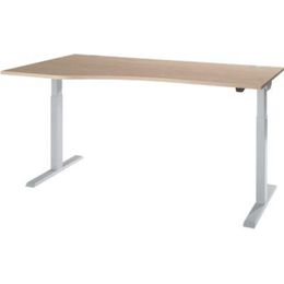 Sch&auml;fer Shop Sch&auml;fer Shop Select Schreibtisch ERGO-T 2.0, elektr. h&ouml;henverstellbar, Freiform Ansatz links, T-Fu&szlig;, B 1800 x H 715-1205 mm, Eiche-Dekor/wei&szlig;alu