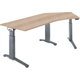 Sch&auml;fer Shop Sch&auml;fer Shop Genius Schreibtisch ERGOSTYLE S, 135&deg;, einstufig, elektrisch h&ouml;henverstellbar, Ansatz rechts, C-Fu&szlig;, B 2165 x T 800 x H 715-1182 mm, inkl. Memory Master, Eiche/anthrazit