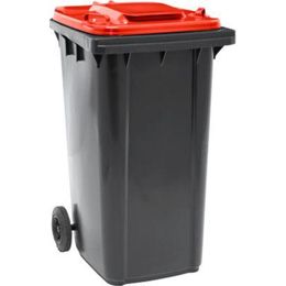 Sch&auml;fer Shop Fahrbare M&uuml;lltonne SSI Sch&auml;fer GMT eXtra, 240 l, EN 840, vorbereitet f&uuml;r Chipaufnahme, Ziehgriff, 90 % Recycling-Kunststoff, schwarz-rot