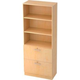 Schrank ULM, mit H&auml;ngeregistraturausz&uuml;gen, 3 OH, H 2004 x B 800 x T 420 mm, Ahorn-Dekor