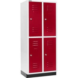 Sch&auml;fer Shop Sch&auml;fer Shop Select Kleiderspind, mit 2 x 2 Abteilen, 400 mm, mit Sockel, Zylinderschloss, T&uuml;r rubinrot