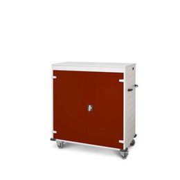 Laptopwagen mit Ladefunktion, 2-Punkt-Verriegelung, Feststellbremse, 30 F&auml;cher, B 1310 x T 500 x H 1250, braun