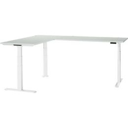 Sch&auml;fer Shop Sch&auml;fer Shop Genius Winkelschreibtisch Modena Flex, elektrisch h&ouml;henverstellbar, 90&deg; Winkel beidseitig, B 2000 x T 2400 mm, lichtgrau/wei&szlig;