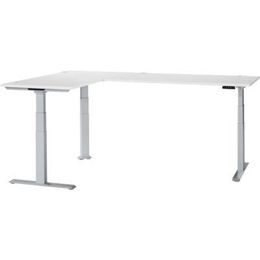 Sch&auml;fer Shop Sch&auml;fer Shop Genius Winkelschreibtisch Modena Flex, elektrisch h&ouml;henverstellbar, 90&deg; Winkel beidseitig, B 2000 x T 2000 mm, wei&szlig;/wei&szlig;aluminium